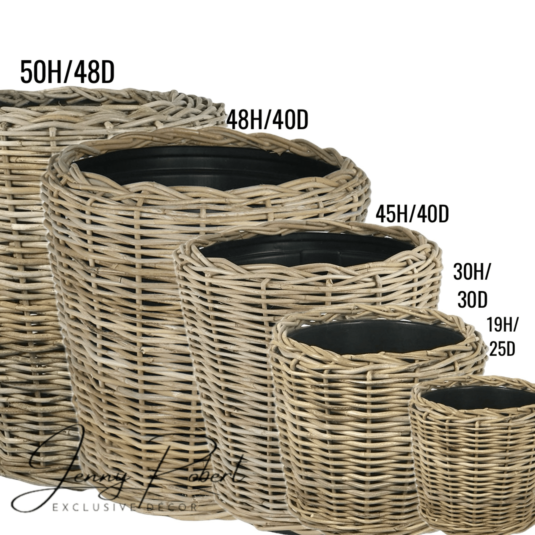 Rattan Planters With Liners Thick Rattan Grey – Jenny Robert Exclusive ...