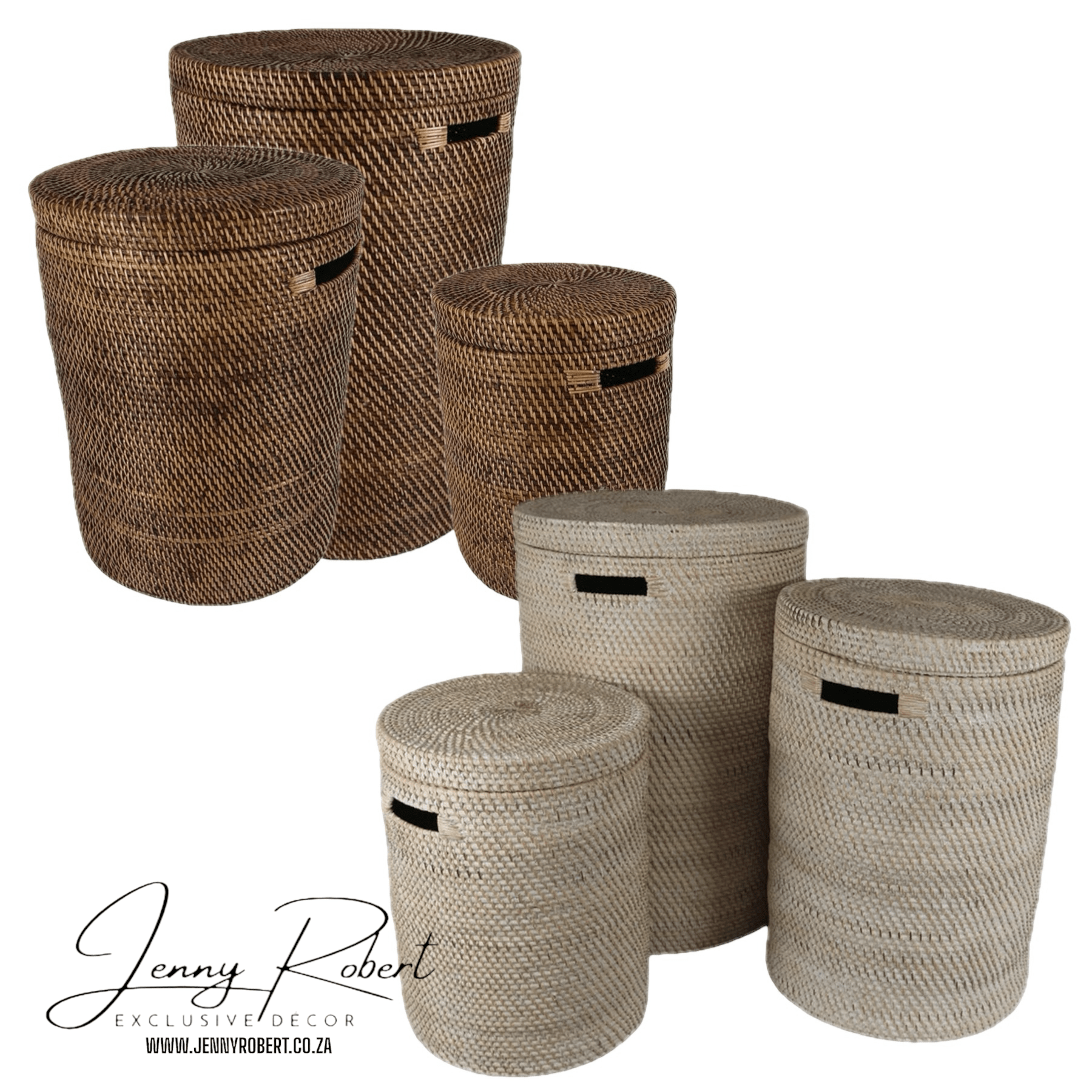 Laundry Basket - Rattan Cylinder with Lid – Jenny Robert Exclusive Décor