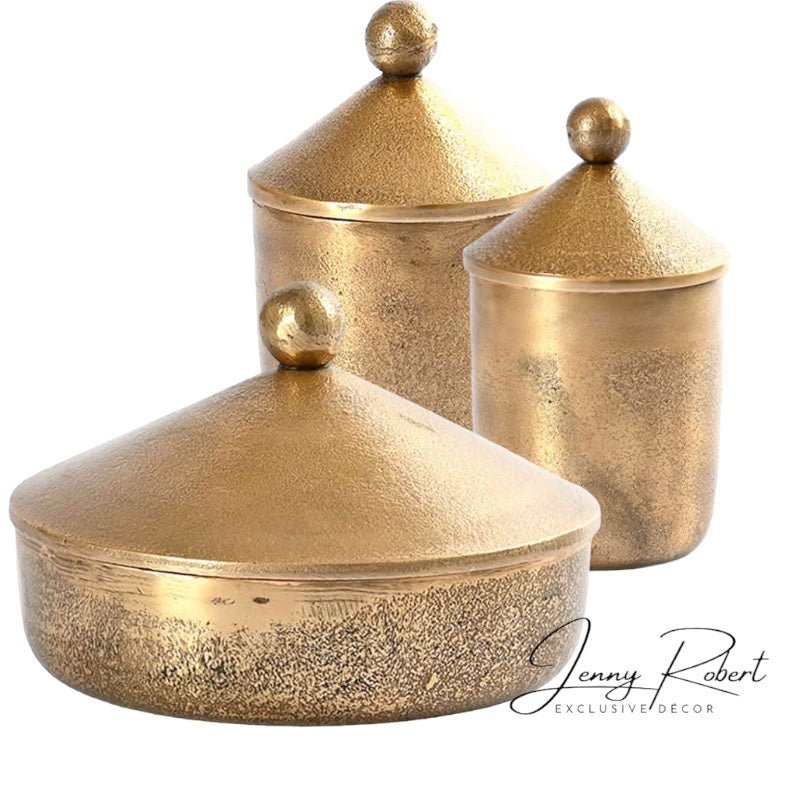 Textured Brass Container with Lid – Jenny Robert Exclusive Décor